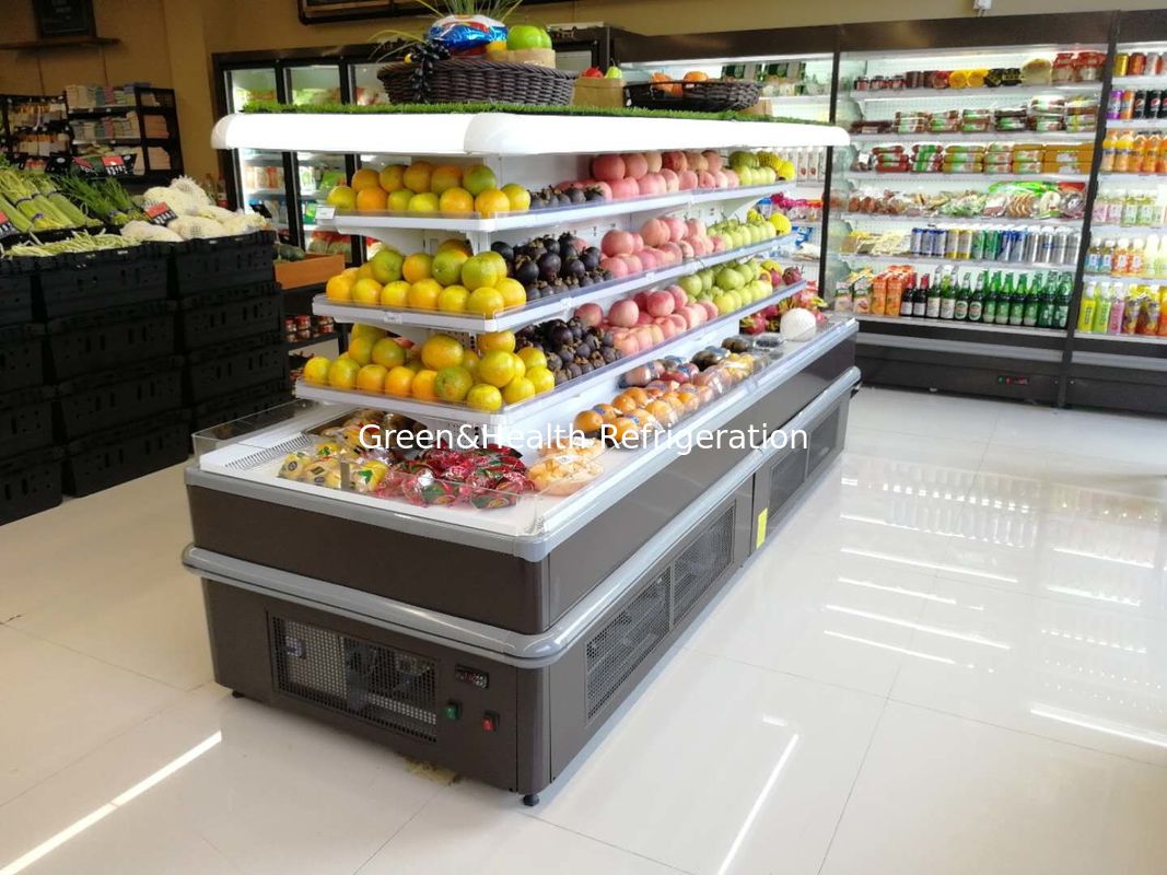 10M Dairy Multideck Buka Chiller, Minuman Display Terbuka Kulkas Showcase
