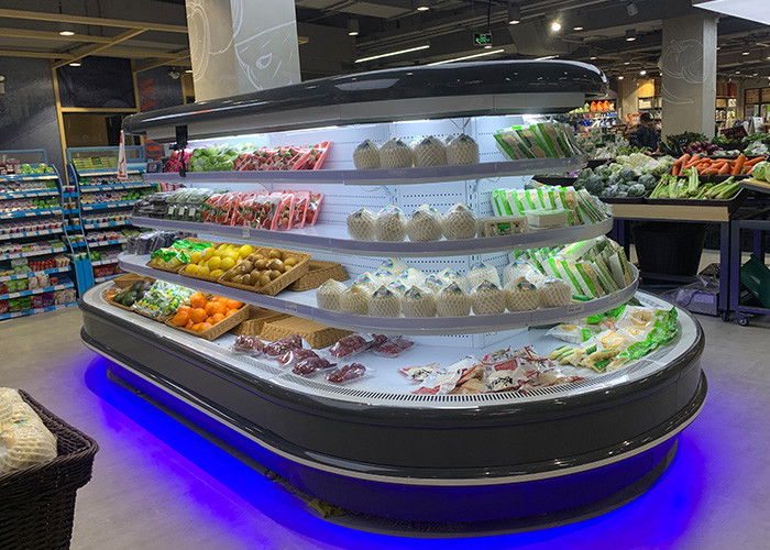 Supermarket Multideck Round Island Open Chiller Minuman Tampilan Pendingin