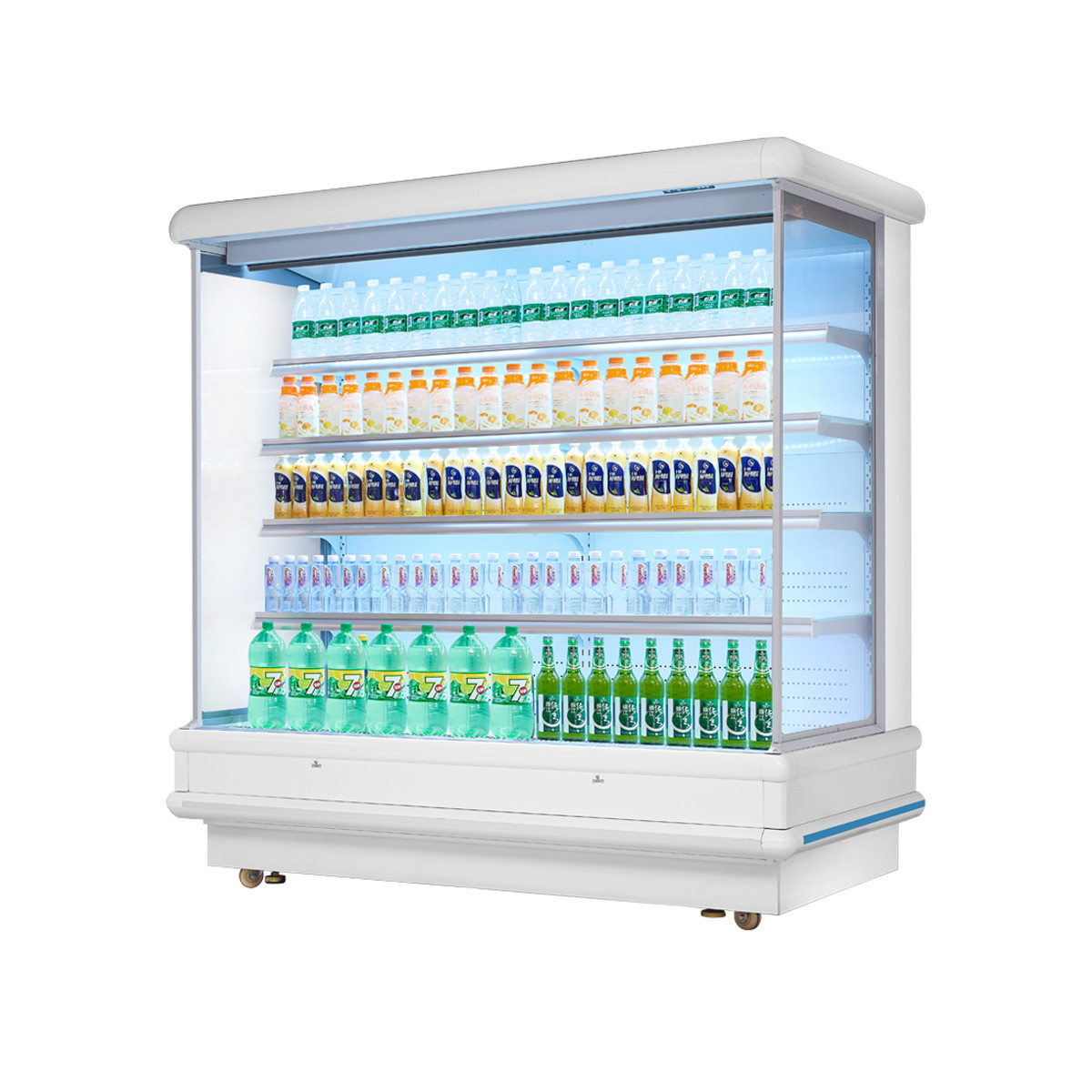Minuman / Sayur Multideck Chiller Terbuka Dengan Desain Eropa 4 Lapisan Rak
